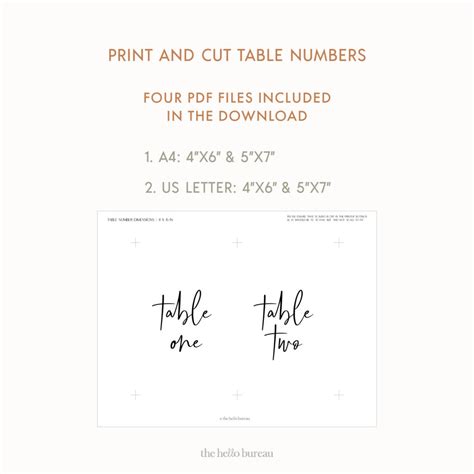Printable Table Numbers Template