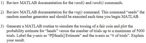 Solved Review MATLAB Documentation For The Rng Command Chegg
