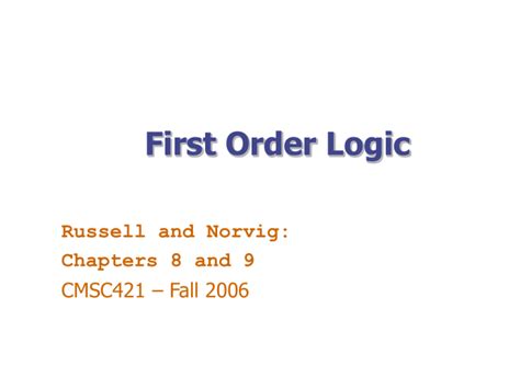 First Order Logic