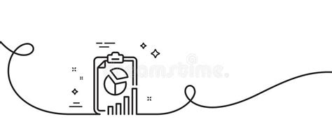 Report Line Icon Column Graph Pie Chart Sign Continuous Line With Curl Vector Stock Vector