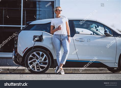 Woman Charging Electro Car Electric Gas Images Stock Photos Vectors Shutterstock