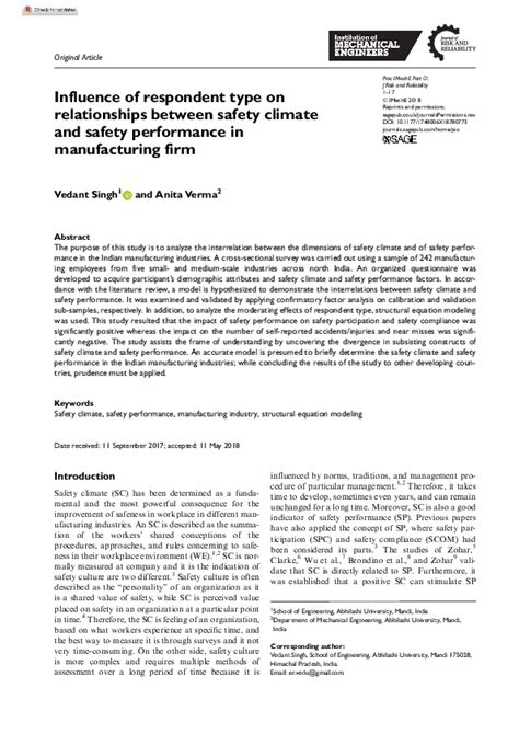 Pdf Influence Of Respondent Type On Relationships Between Safety