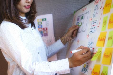 Designer Women Of Planning Website And Sketch Drawing Template Layout