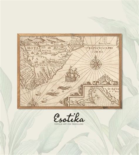 Stampa Antica Vintage Vecchia Mappa Mappa Del Paese Nautico