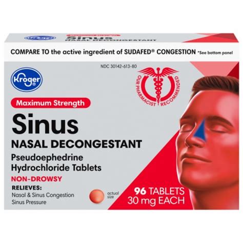 Kroger® Maximum Strength Non Drowsy Sinus Nasal Decongestant Tablets 96 Ct Metro Market