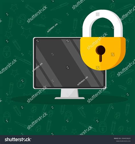 cyber security computer screen lock stock vector royalty free