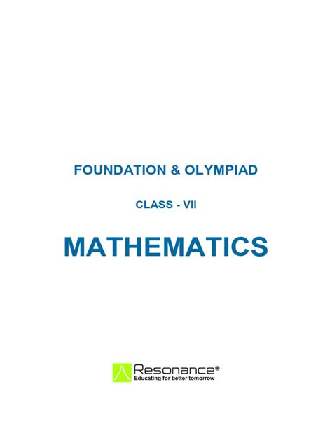 Resonance Kota Class 7 Mathematics Book Pdf Division Mathematics
