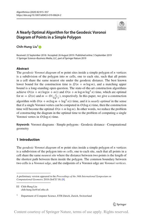 A Nearly Optimal Algorithm For The Geodesic Voronoi Diagram In A Simple