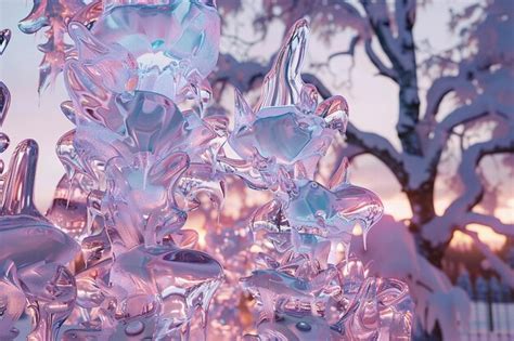 Captivating Ice Sculptures At A Winter Festival Oc Premium Ai