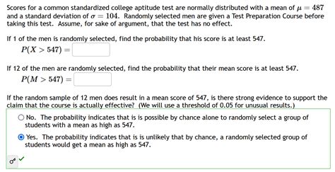 Solved Scores For A Common Standardized College Aptitude