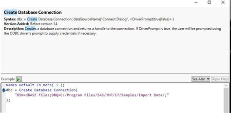 Using Create Database Connection For A Odbc Database In Jmp 17 Jmp