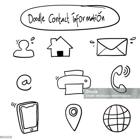 손으로 그린 낙서 스타일로 디자인 일러스트레이션의 연락처 정보 아이콘 아이콘에 대한 스톡 벡터 아트 및 기타 이미지 아이콘 웹페이지 전화 Istock