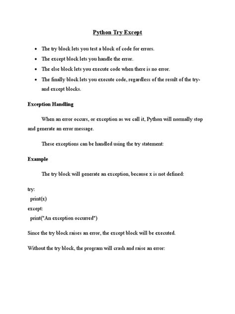 A Comprehensive Guide To Pythons Try Except And String Formatting Features Pdf Python