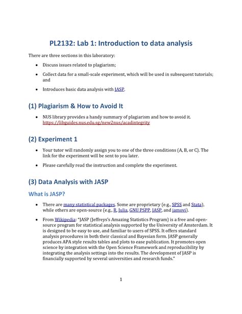 Lab1 Tutorial 1 Pl2132 Lab 1 Introduction To Data Analysis There
