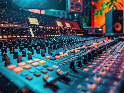 Premium Photo Mixing Console Headphones And Keyboard