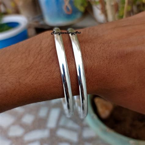 Solid 925 Sterling Silver Bangles 2 Set Bangles Stackable Bangles