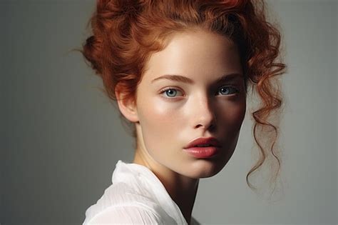 Premium Photo Portrait Caucasian Redhead Model Natural Beauty