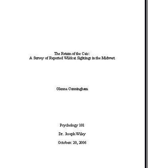 Cover Page Mla Format Template