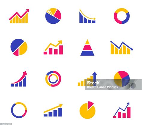 비즈니스 그래프 및 차트 아이콘 집합입니다 비즈니스 데이터 차트 다채로운 다이어그램 계획 인포 그래픽 통계 데이터 성장 하락 및 원형 차트 아이콘 세트 Crash Site에