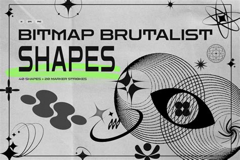 bitmap brutalist shapes graphic objects ~ creative market