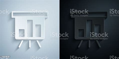 회색과 검은색 배경에 분리된 그래프 차트 아이콘이 있는 종이 컷 보드 보고서 텍스트 파일 아이콘입니다 회계 기호입니다 감사 분석 계획 종이 아트 스타일 벡터 0명에 대한