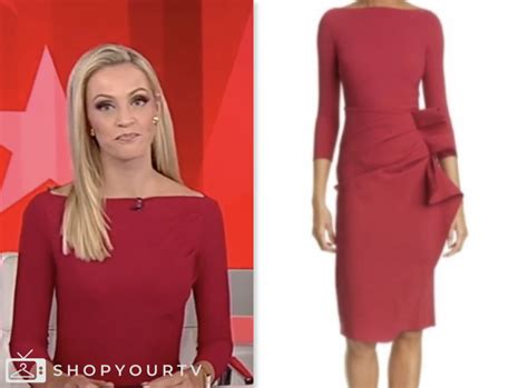 Fox And Friends June 2024 Carley Shimkus S Burgundy Red Boatneck Dress