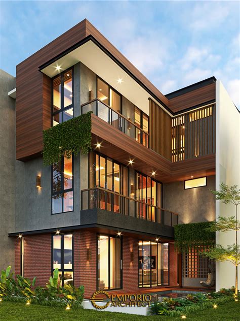 Desain Tampak Belakang Rumah Modern Industrial 3 Lantai Bapak Fadil Di Tangerang Selatan Banten