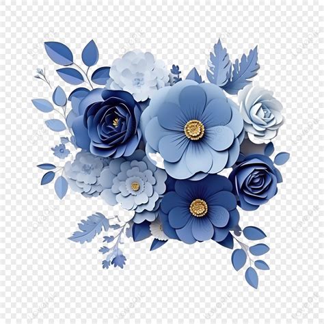 꽃 블루 초대 카드 장식 3d 렌더링재원꽃무늬 Png 일러스트 무료 다운로드 Lovepik