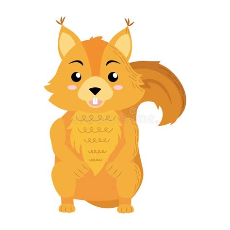 Smiling Squirrel With Bushy Tail Vector Stock Vector Illustration Of Squirrel Tail 381469007