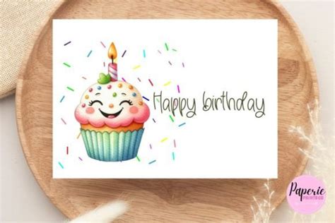 Cupcake Birthday Card Graphic By Paperieprintsco · Creative Fabrica