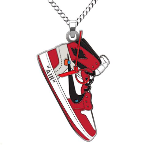 新品off white AJ1芝加哥吊坠挂件衣服配饰 Ins同款钛钢项链情侣 虎窝淘