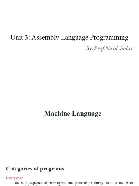 Unit 3 Assembly Language Programming Pdf Assembly Language