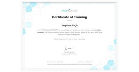 Jaspreet Singh On Linkedin Successfully Completed The Internship And Job Preparation Training From