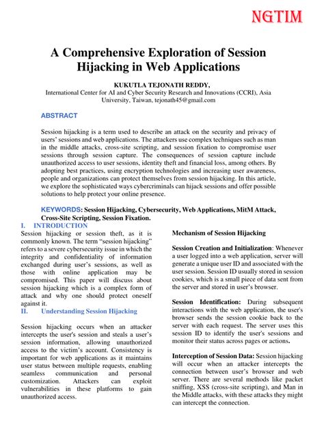 Pdf A Comprehensive Exploration Of Session Hijacking In Web Applications