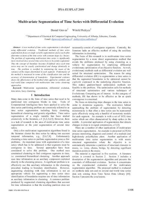 Pdf Multivariate Segmentation Of Time Series With Differential Evolution