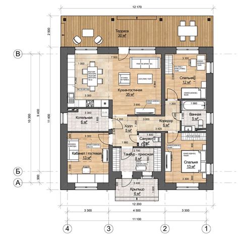 🔥Проект 1 этажного дома в современном стиле площадью 102 м² с 3 спальнями и 2 санузлами за 6 1