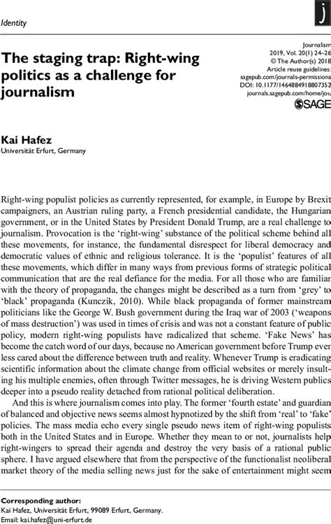 The Staging Trap Right Wing Politics As A Challenge For Journalism Kai Hafez 2019