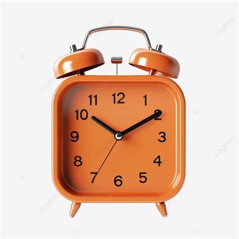 Orange Classic Square Alarm Clock Clock Alarm Clock Time Png