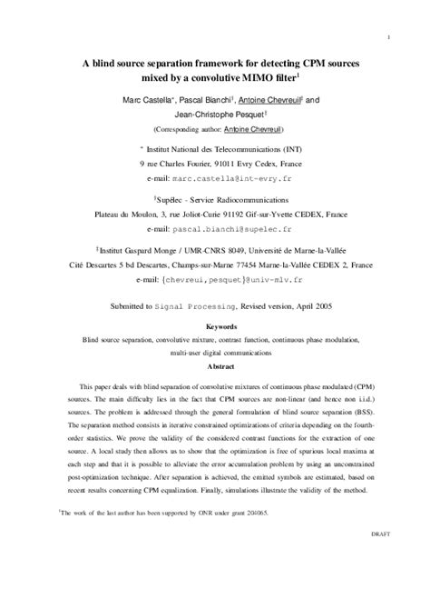Pdf A Blind Source Separation Framework For Detecting Cpm Sources