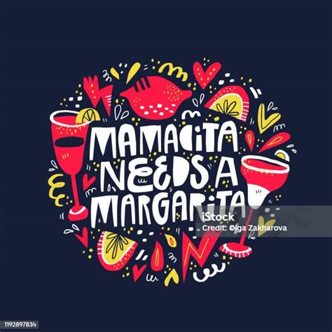 마마시타는 프레임에 마가리타 손으로 그린 글자가 필요합니다 스페인어 속어 단어 벡터 그림어려운 어머니 따옴표입니다 출산 슬로건을