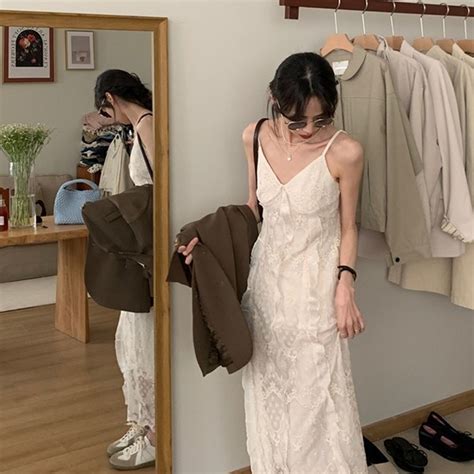 레이스 자수 쉬폰 믹스 나시 바스테 원피스 에이블리