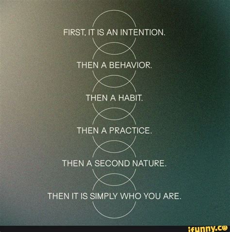 First It Is An Intention Then A Behavior Then Habit Then A Practice