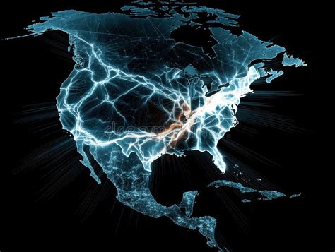 Image Depicts A Digital Visualization Of Us Power Grid As A Vibrant Interconnected Network Of