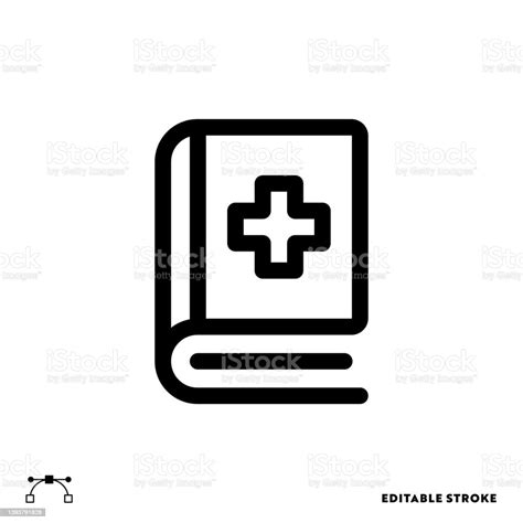 편집 가능한 스트로크가있는 응급 처치 핸드북 아이콘 디자인 웹 페이지 모바일 앱 Ui Ux 및 Gui 디자인에 적합합니다 안내에 대한 스톡 벡터 아트 및 기타 이미지