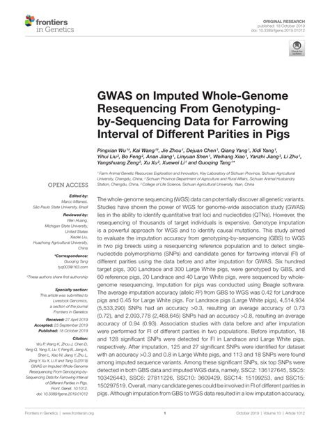 Pdf Gwas On Imputed Whole Genome Resequencing From Genotyping By