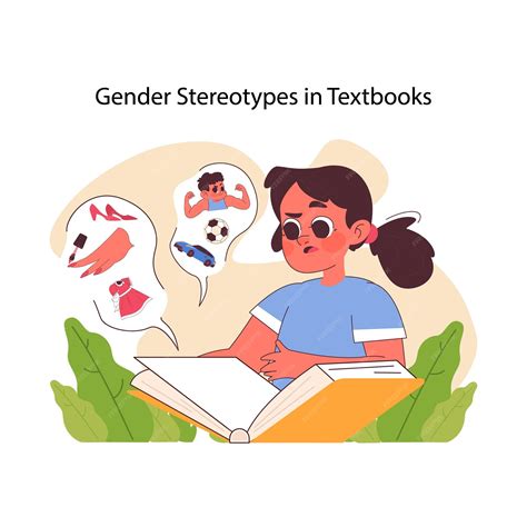 Premium Vector Gender Stereotypes In Textbooks Concept A Thoughtful Girl Reading A Book