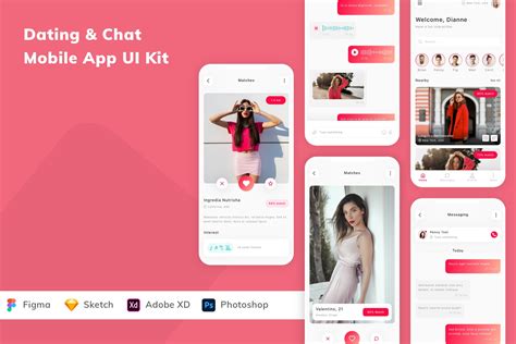 Dating And Chat Mobile App Ui Kit Ui Kits And Libraries ~ Creative Market