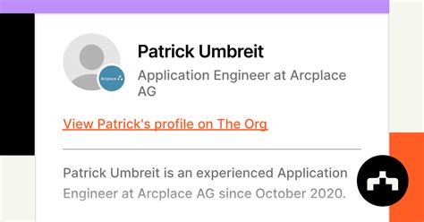 Patrick Umbreit Application Engineer At Arcplace Ag The Org