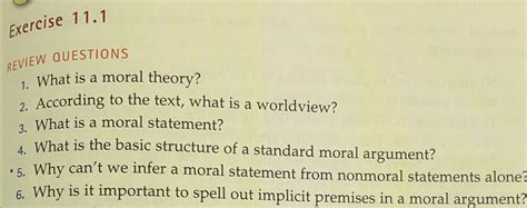 Solved Exercise 111review Questionswhat Is A Moral