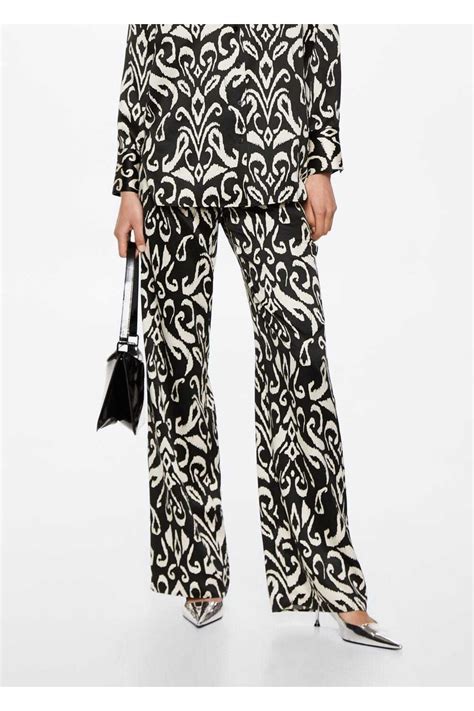 Mango Woman بنطلون ستان مزخرف 37074398 مسواگ